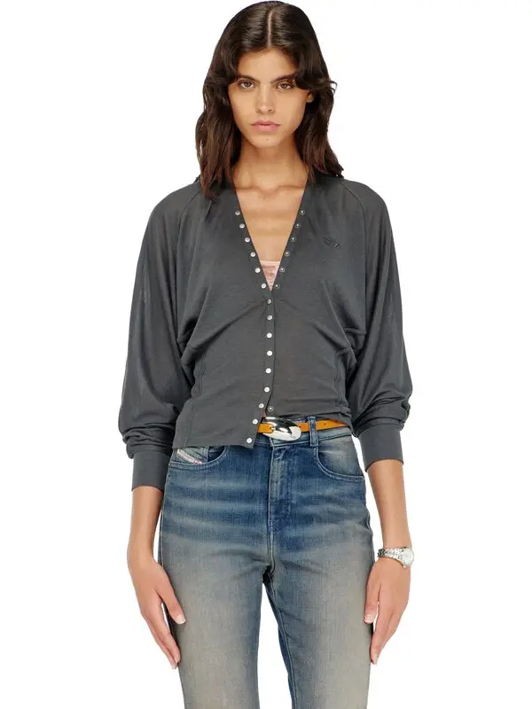 DIESEL® Tencel-blend Cardigan Top With Batwing Sleeves - Grey