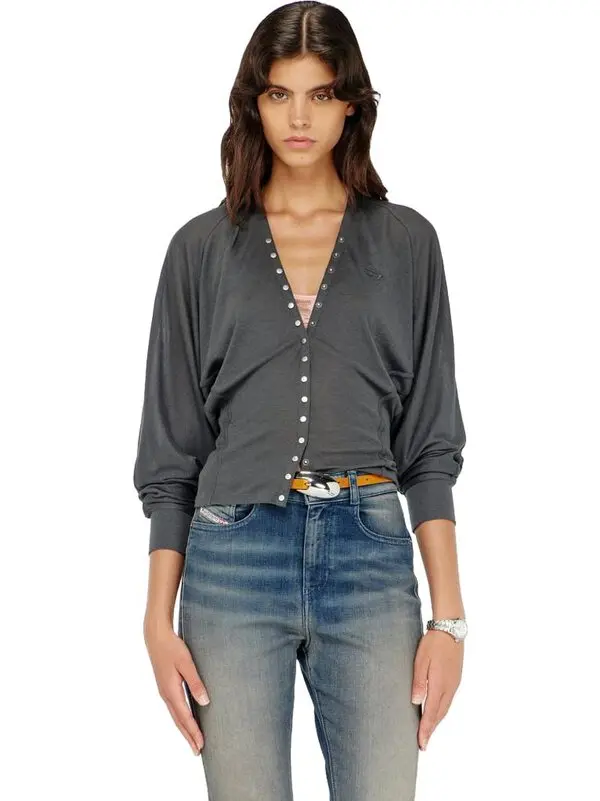 DIESEL® Tencel-blend Cardigan Top With Batwing Sleeves - Grey