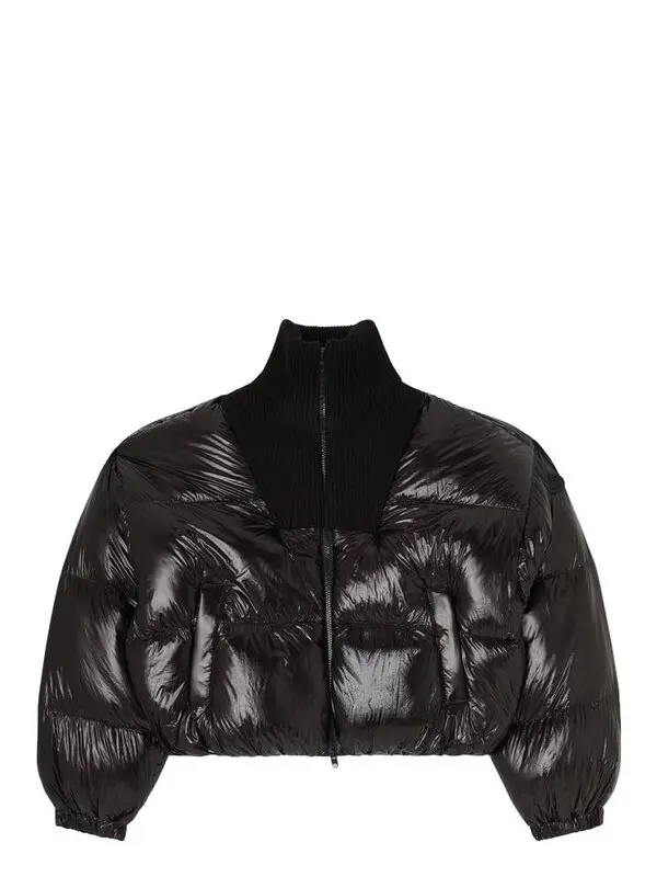 DIESEL® Down Puffer Jacket With Knitted Collar - Black