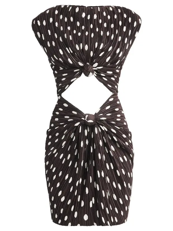 Cult Gaia Polka Dot Marilou Mini Dress - Brown