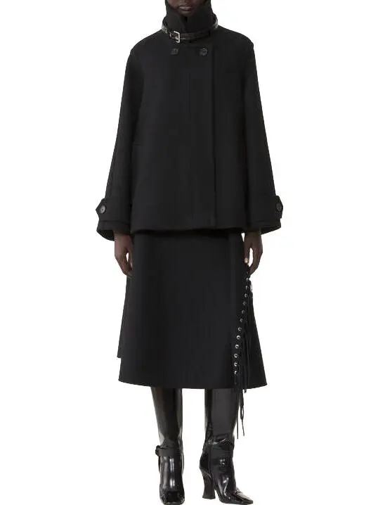 LANVIN Fringed Skirt In Double-faced Cashmere Wool - Black