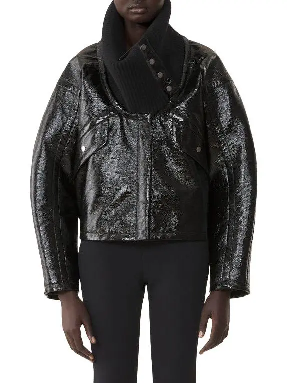 LANVIN Short Vinyl Cotton Coat - Black