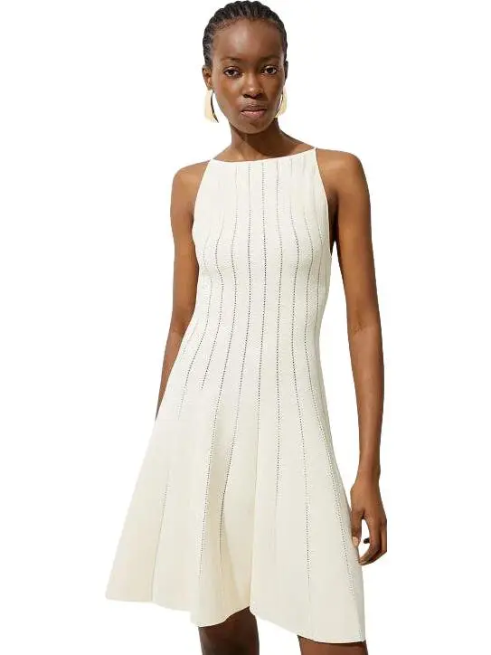 Karen Millen Sheer Knit Mini Dress - Cream