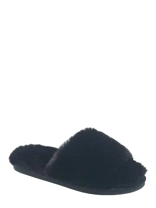 Nine West Faux Fur Slide Slipper - Black