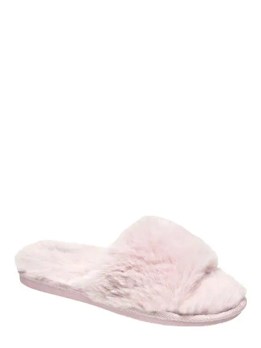 Nine West Faux Fur Slippers - Blush