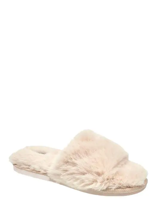 Nine West Faux Fur Slide Slipper - Cream