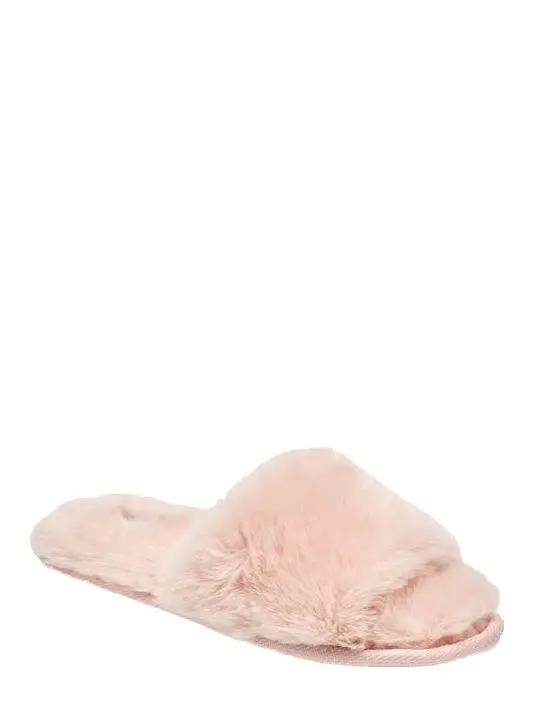 Nine West Faux Fur Slide Slipper - Sand