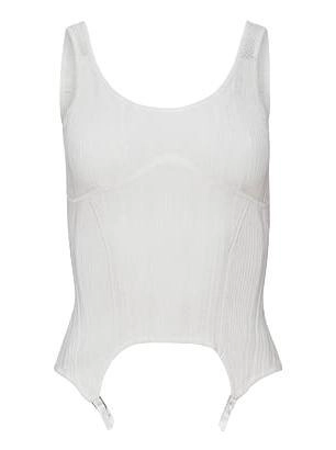 FLEUR DU MAL Ribbed Garter Top - Ivory