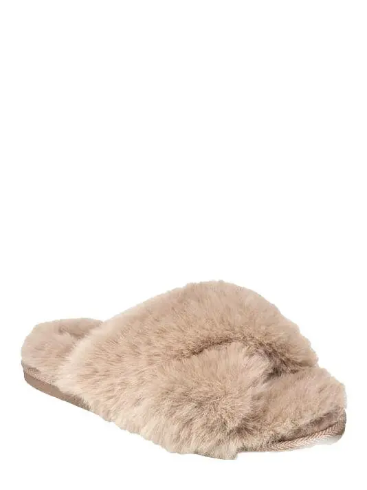 Nine West X-band Faux Fur Slipper - Tan