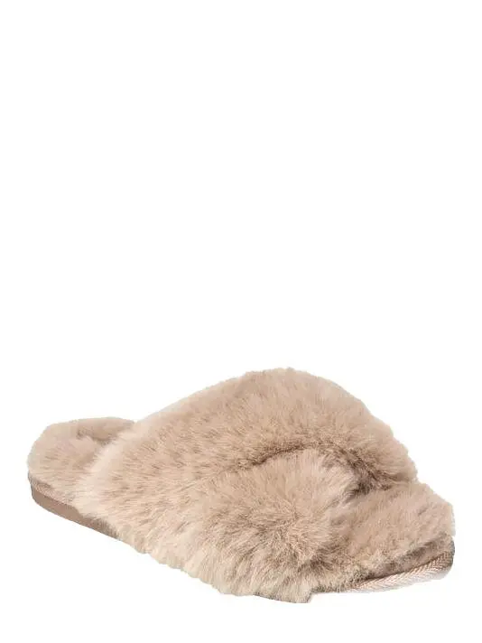 Nine West X-band Faux Fur Slipper - Tan