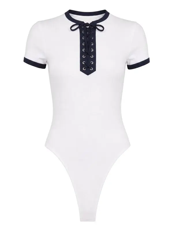 FLEUR DU MAL Ivy Ringer Solid Bodysuit - White