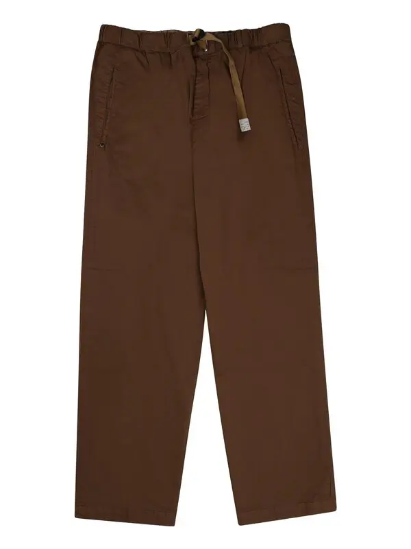 WHITE SAND Belted Cotton Trousers - Brown