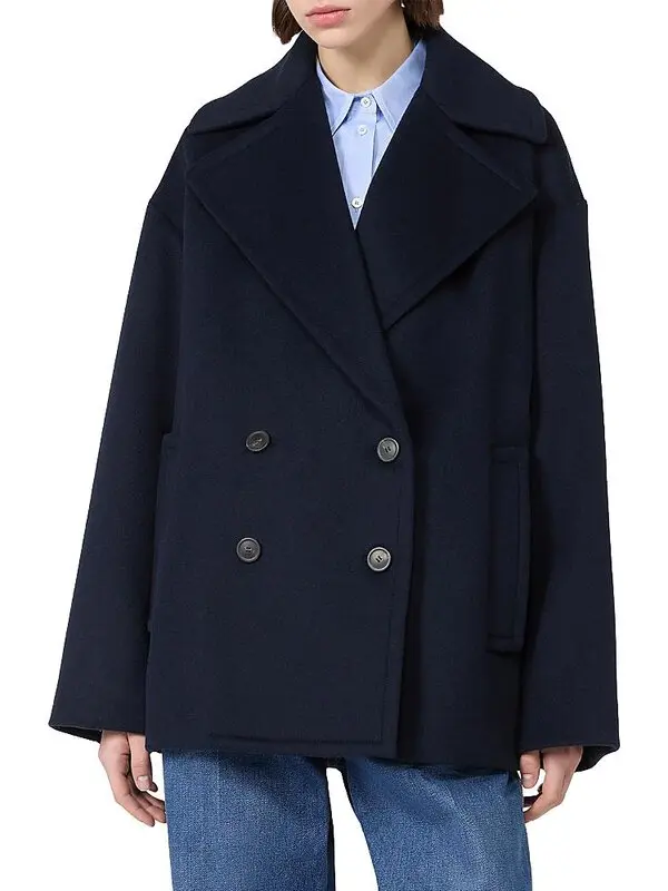 Max Mara Short Wool Coat - Navy