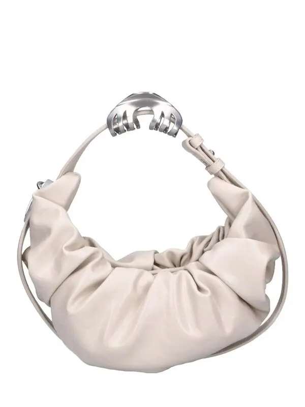 DIESEL® Ruched Shoulder Bag With Metallic Handle - Cream