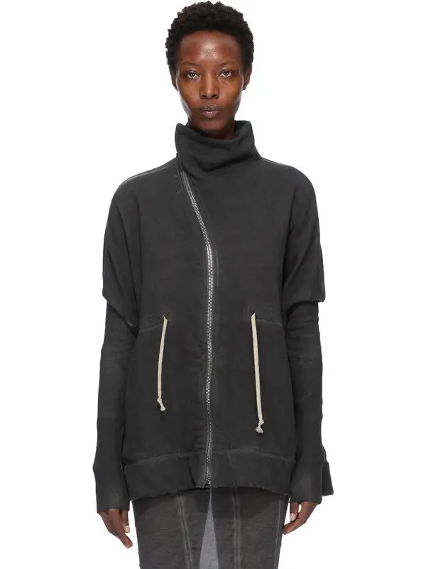 Rick Owens Drksshdw Cotton Sweatshirt With Funnel Neck - Charcoal