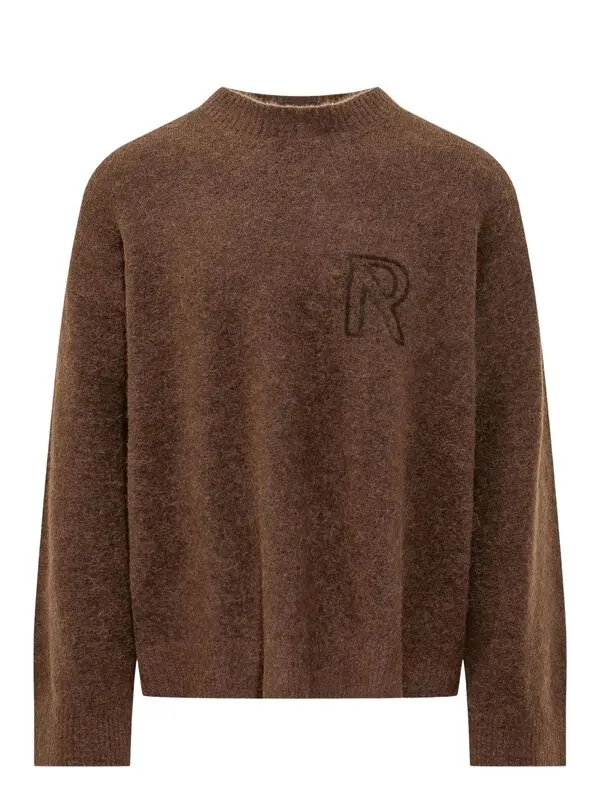 REPRESENT Mock Neck Embroidered Logo Sweater - Brown