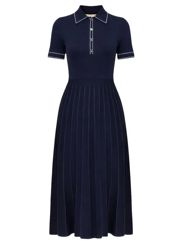 Michael Kors Slim Fit Knit Polo Shirt Dress - Blue