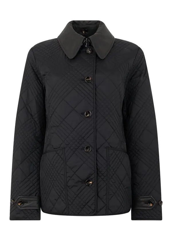 Burberry Quilted Polyamide Jacket With Classic Collar - Black