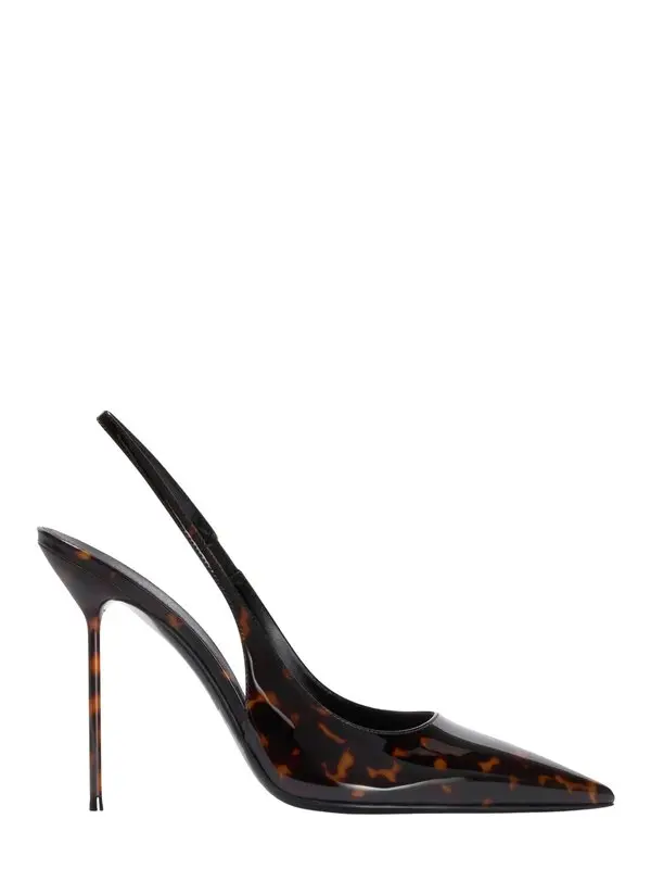 Paris Texas Lidia Tortoiseshell-effect Leather Slingback Pumps With Patent Leather Sole - Brown