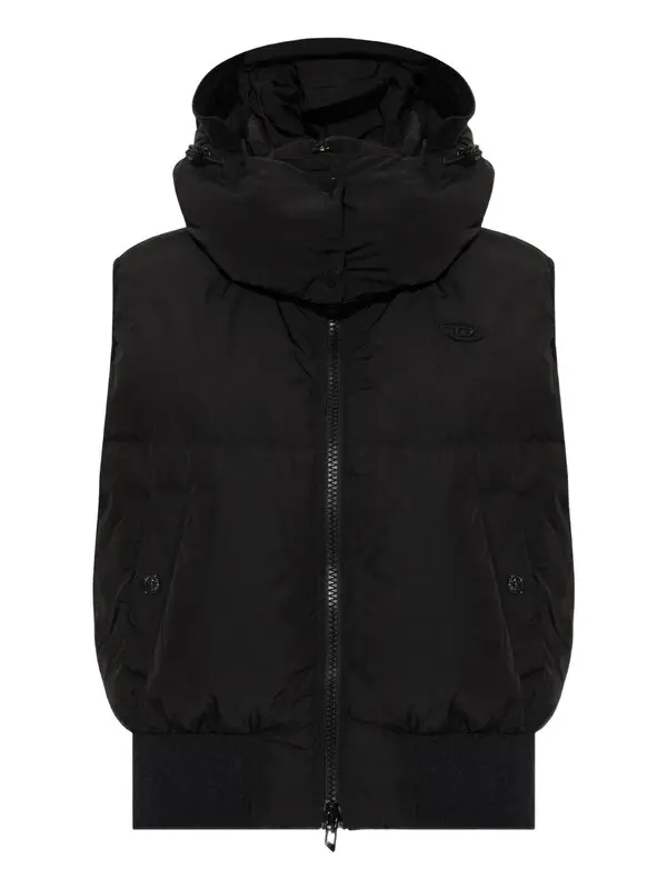 DIESEL® Down Vest With Drawstring Hood - Nero