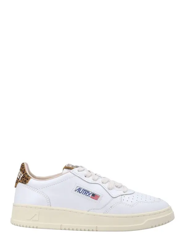 AUTRY Low-top Leather Sneakers With Perforated Detailing - White Leopard