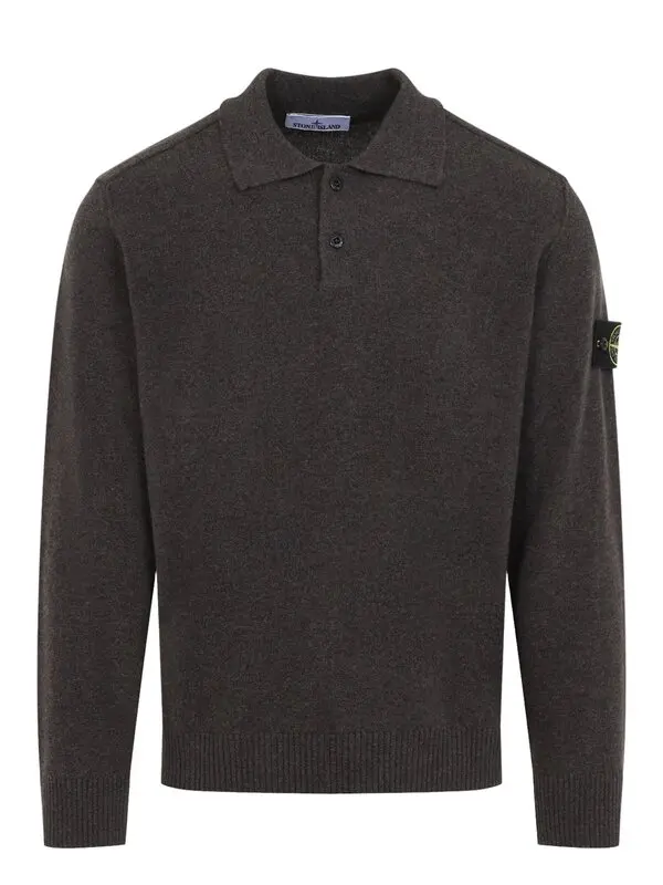 Stone Island Virgin Wool Polo Knitwear - Grey