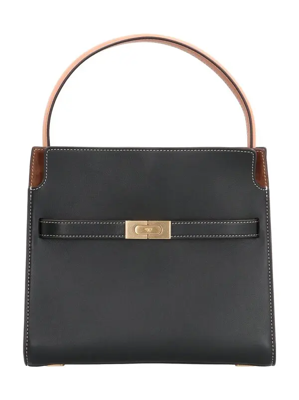 Tory Burch Double Lee Radziwill Leather Handbag 27cm X 24cm X 12cm - Black