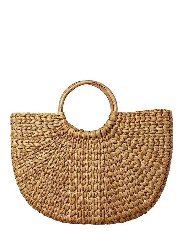VERVE CULTURE Woven Tote Bag With Hoop Handles - Palm