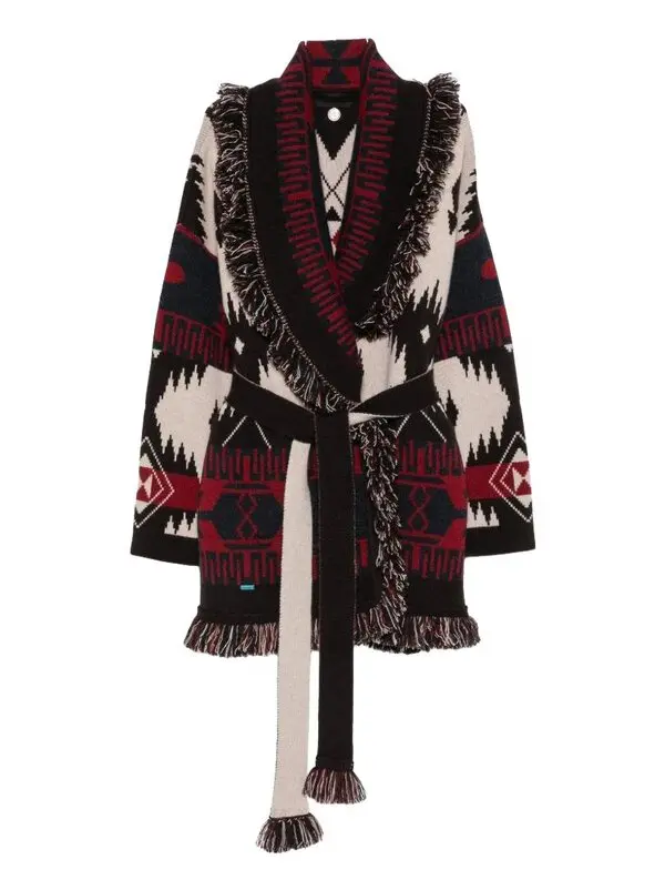 Alanui Icon Cashmere Cardigan With Fringe Trim - Brown