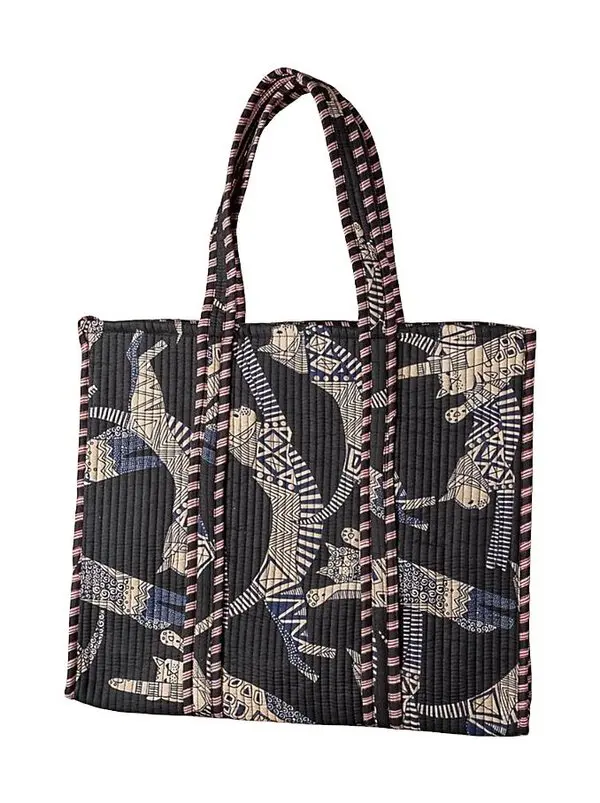 VERVE CULTURE Quilted Feline Tote - Navy