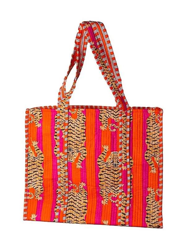 VERVE CULTURE Quilted Feline Tote - Orange