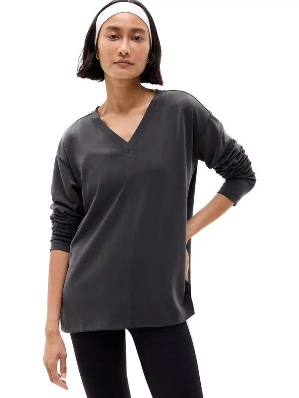 Athleta Seasoft V-neck Sweatshirt - Black