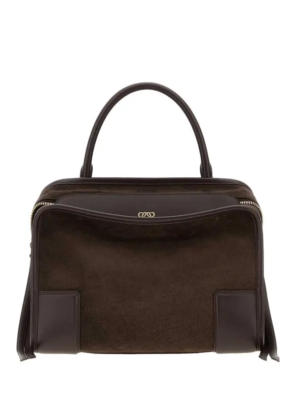 Loewe Suede Medium Amazona Handbag - Brown