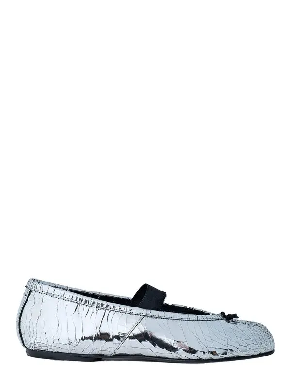 MAISON MARGIELA Tabi Ballet Flats In Grained Leather - Silver
