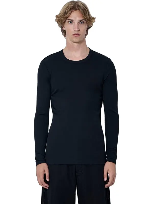 LEMAIRE Long Sleeve Ribbed Tee - Black
