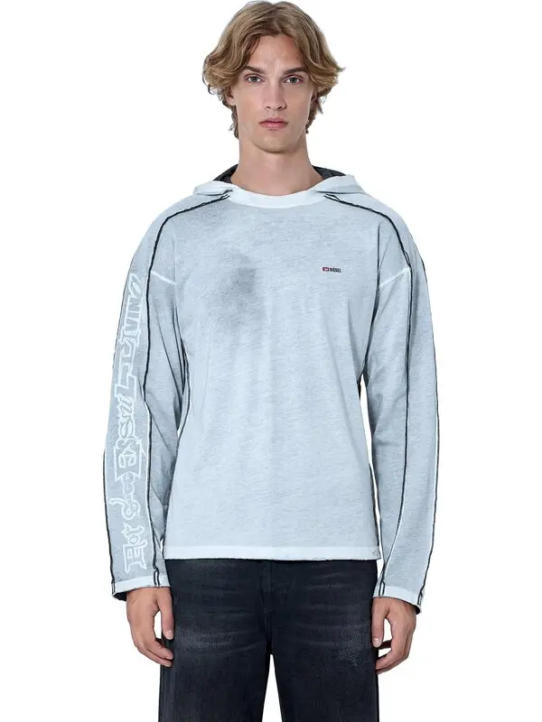 DIESEL® Long Sleeve Hoodie With Logo Patch - Gray
