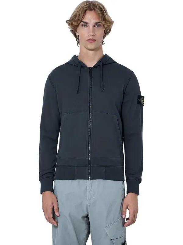 Stone Island Hooded Zip-up Sweatshirt - Gray