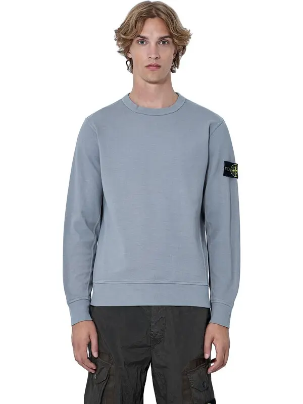 Stone Island Crewneck Sweatshirt With Sleeve Logo Patch - Gray