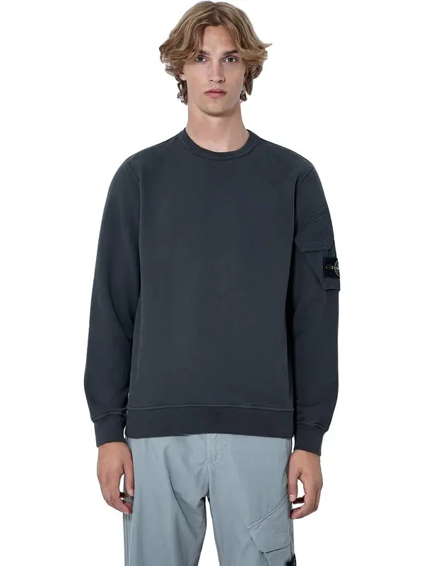 Stone Island Crewneck Sweatshirt With Sleeve Pocket - Gray