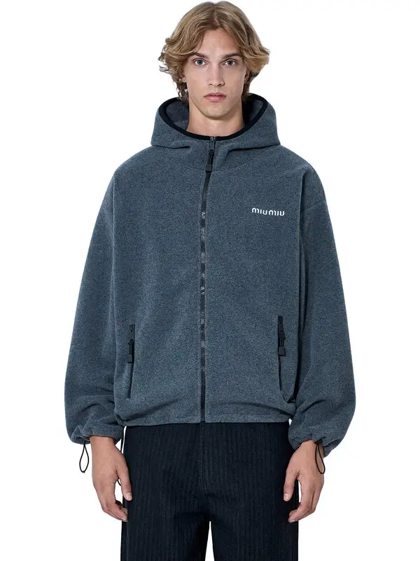 Miu Miu Hooded Zip Sweatshirt - Gray