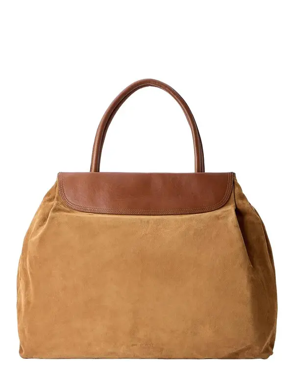 Dries Van Noten Suede Blossom Top Handle Bag - Brown