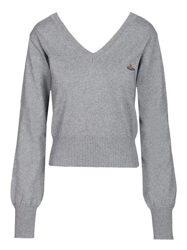 VIVIENNE WESTWOOD Beatrice Cotton And Cashmere V-neck Sweater - Gray