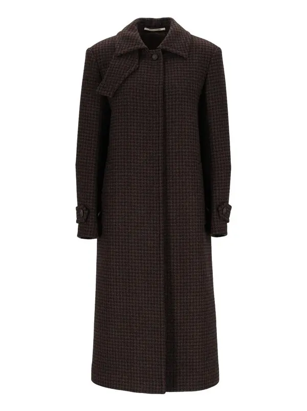 Tagliatore Bethany Houndstooth Virgin Wool Coat - Brown