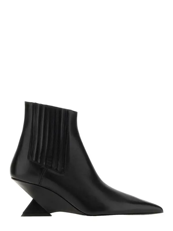 Attico Leather Cheope Ankle Boots - Black