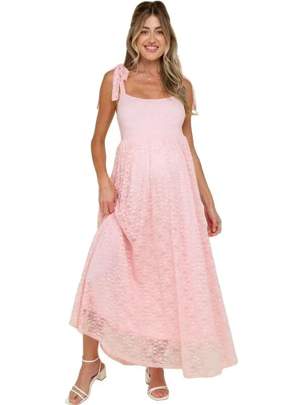 PINKBLUSH Sleeveless Lace Maxi Dress - Light Pink
