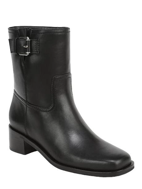Vince London Leather Bootie With Buckle Detail - Black