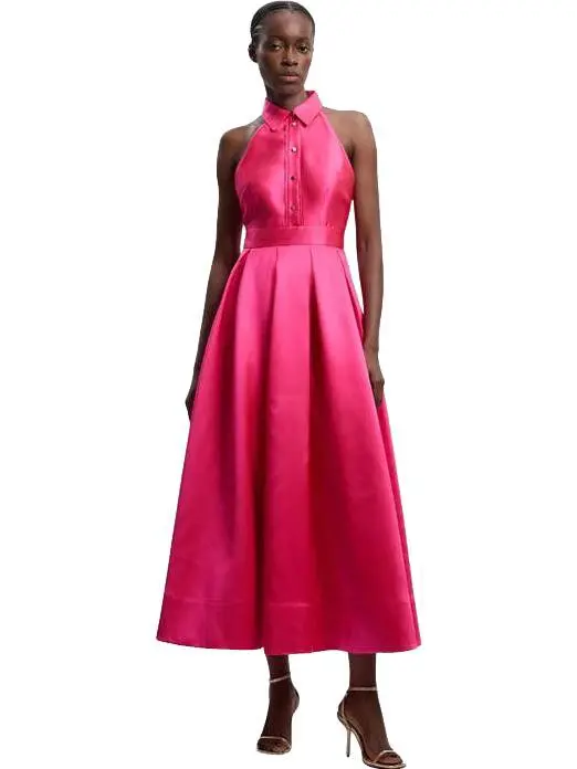 Karen Millen Collared Maxi Dress - Fuchsia