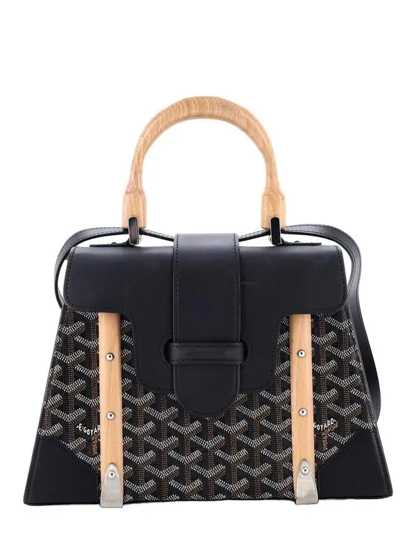 Goyard Saigon Top Handle Bag Coated Canvas With Leather Pm - Black