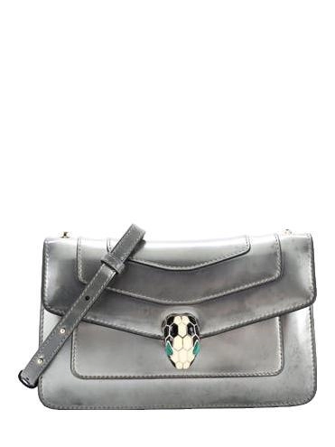 BVLGARI Serpenti Forever Shoulder Bag Metallic Leather Small - Metallic Silver