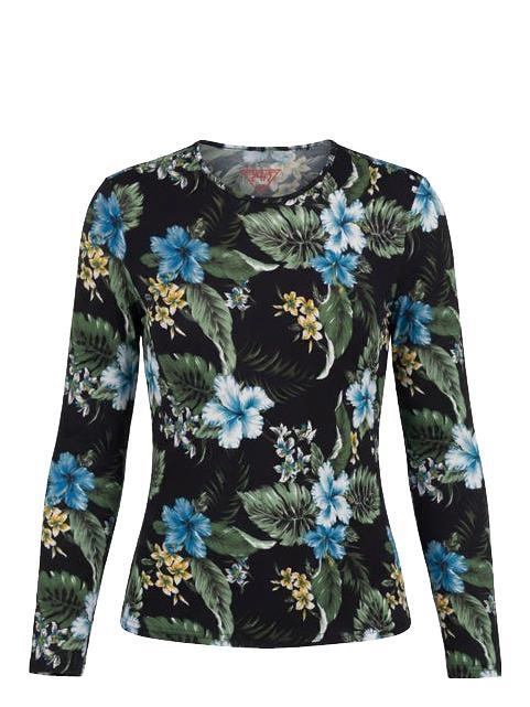 24/7 Long Sleeve Round Neck Knit Tee - Black